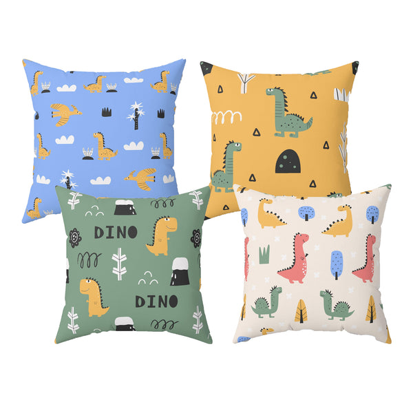 Dino Pals Throw Pillows - Colorful 4-Piece Set – Dino Room